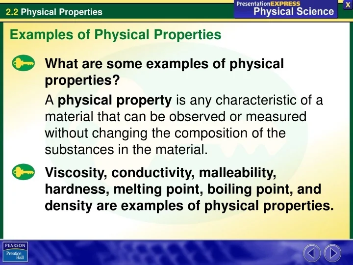 PPT - What are some examples of physical properties? PowerPoint ...