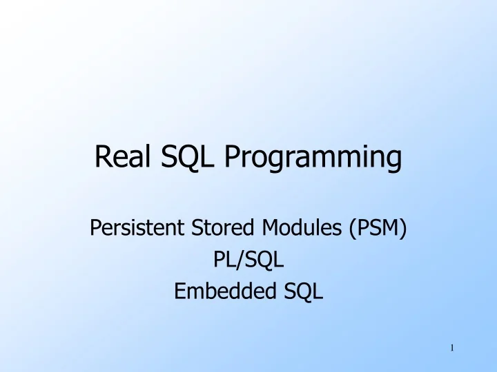 Ppt Real Sql Programming Powerpoint Presentation Free Download Id9342822 