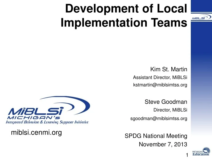 PPT - Development of Local Implementation Teams Kim St. Martin ...