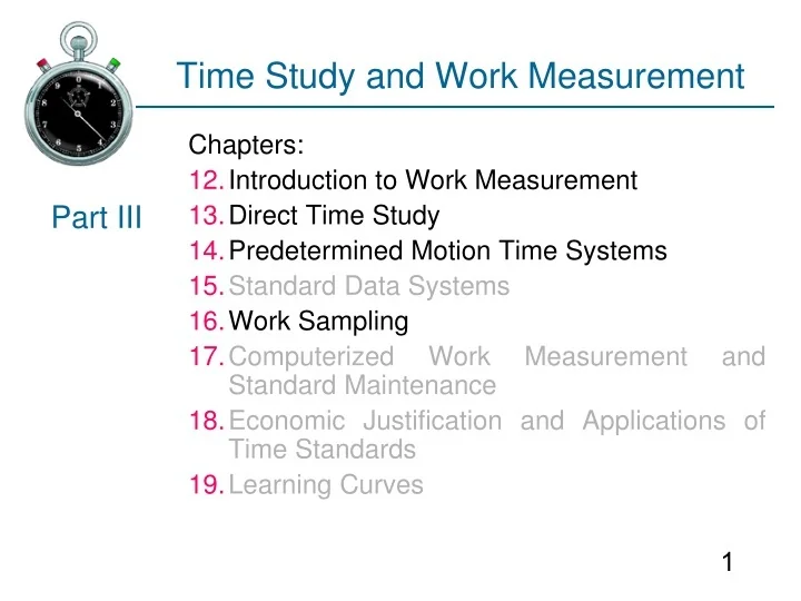 PPT - Time Study and Work Measurement PowerPoint Presentation, free ...