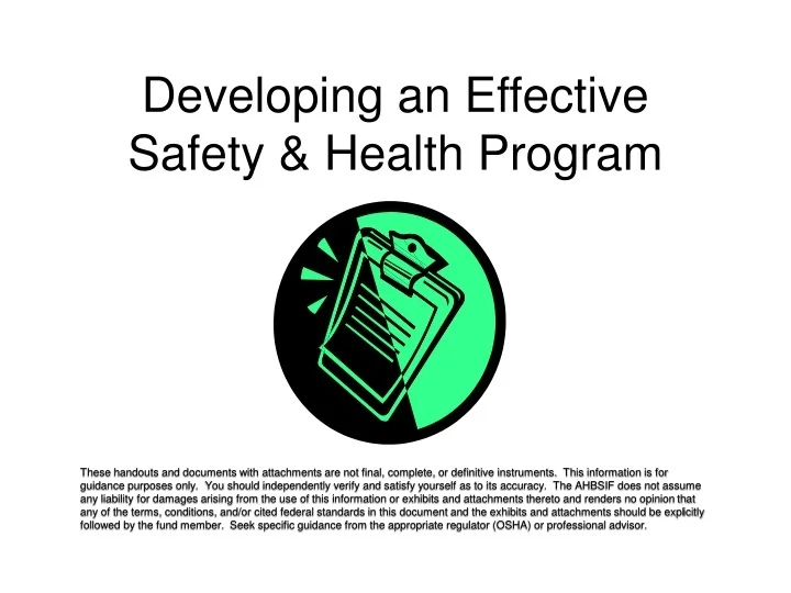 PPT - Developing an Effective Safety & Health Program PowerPoint ...