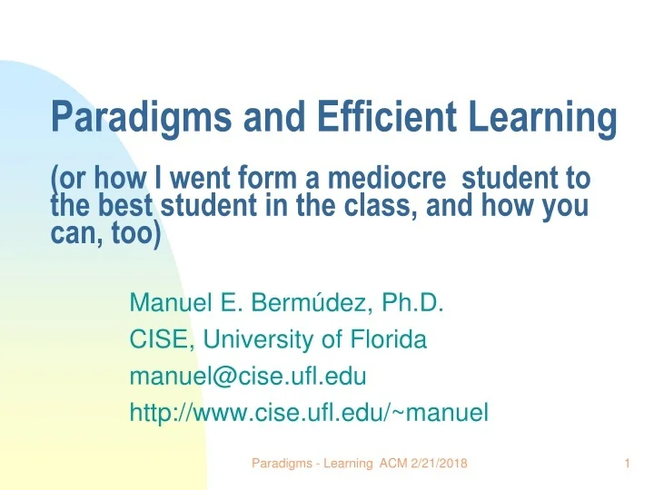 PPT - Paradigms and Efficient Learning PowerPoint Presentation, free download - ID:9346696