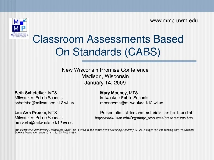 PPT - Classroom Assessments Based On Standards (CABS) PowerPoint ...