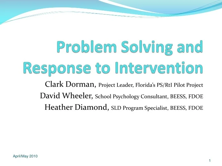 PPT - Problem Solving and Response to Intervention PowerPoint ...