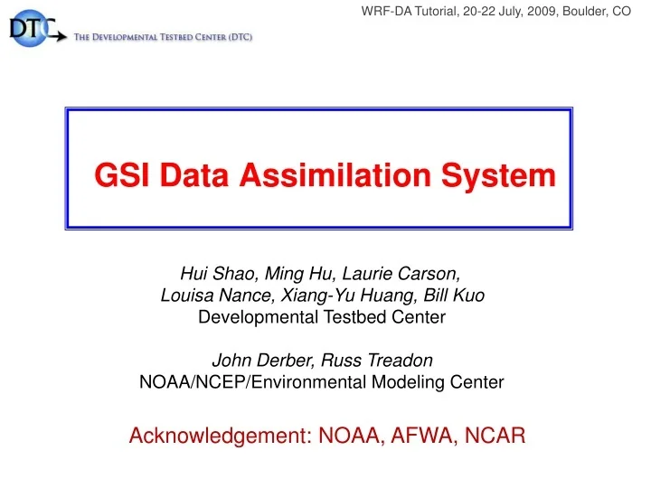 PPT - GSI Data Assimilation System PowerPoint Presentation, free ...