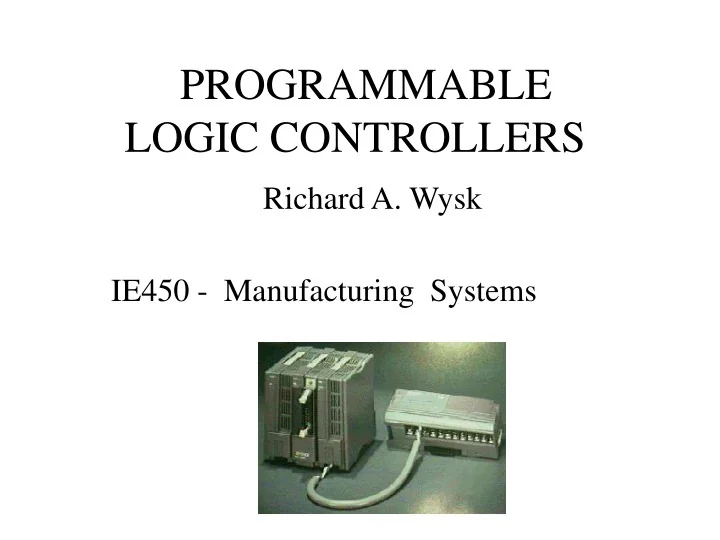 PPT - PROGRAMMABLE LOGIC CONTROLLERS PowerPoint Presentation, free ...