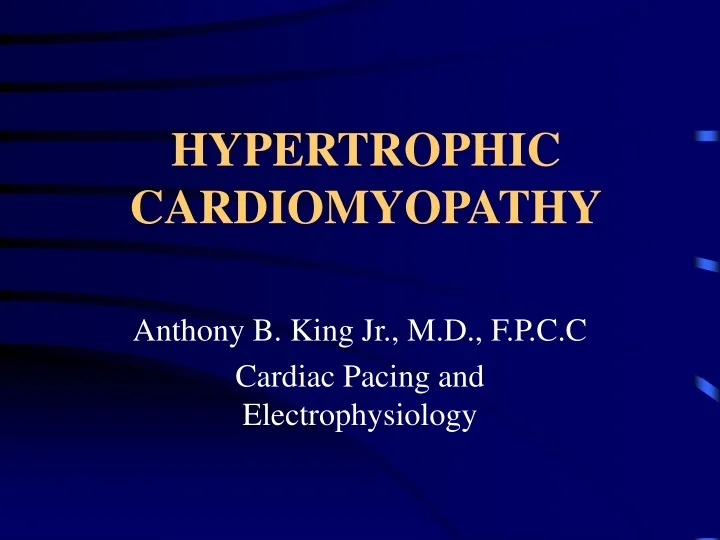 PPT - HYPERTROPHIC CARDIOMYOPATHY PowerPoint Presentation, free ...