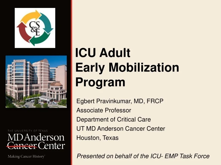 PPT - ICU Adult Early Mobilization Program PowerPoint Presentation ...