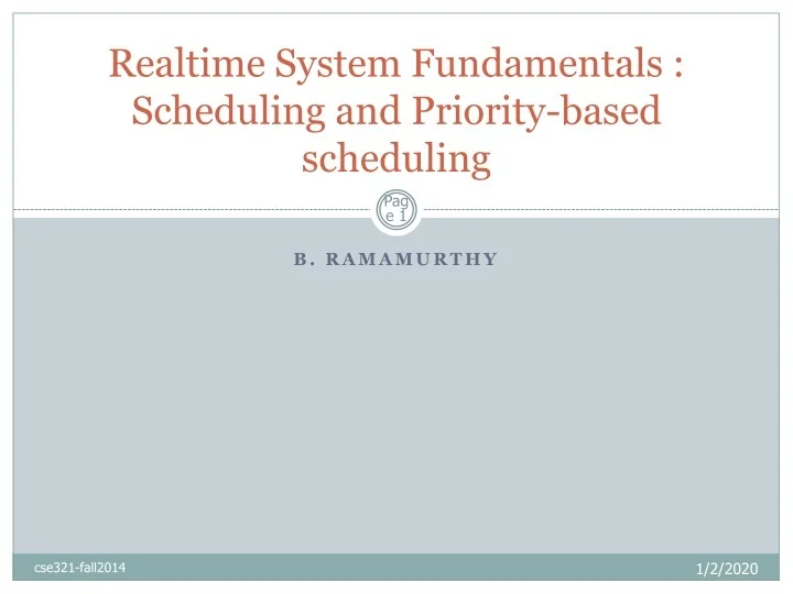 Ppt Realtime System Fundamentals Scheduling And Priority Based Scheduling Powerpoint