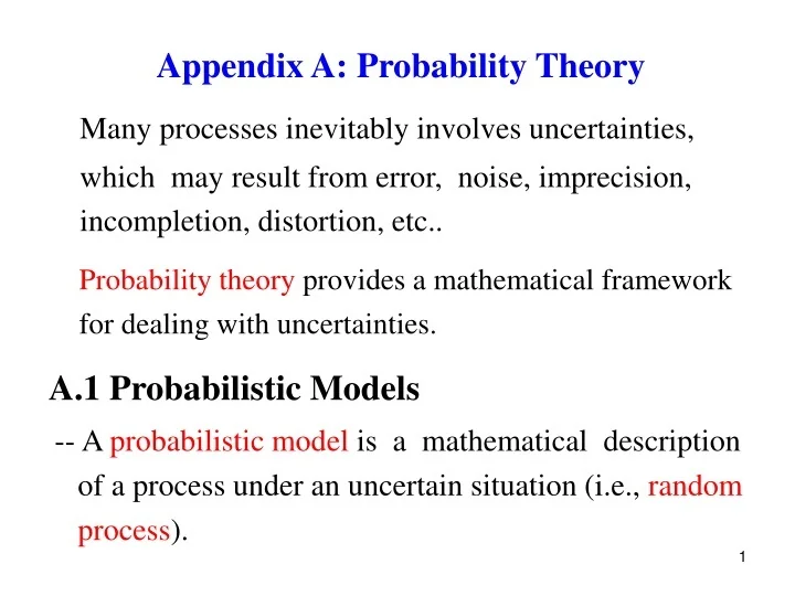 PPT - Probability theory provides a mathematical framework for dealing ...