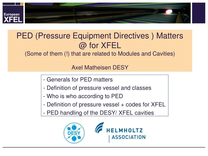 PPT - - Generals for PED matters - Definition of pressure vessel and ...