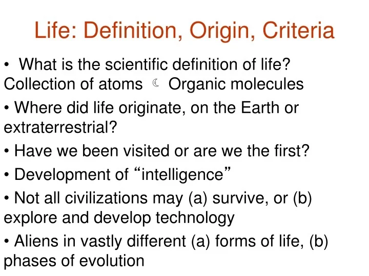 PPT - Life: Definition, Origin, Criteria PowerPoint Presentation, free ...