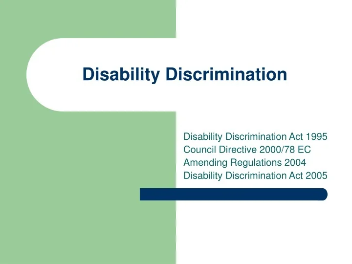 PPT - Disability Discrimination PowerPoint Presentation, free download ...