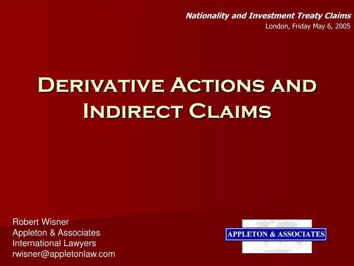 PPT - Derivative Actions and Indirect Claims PowerPoint Presentation ...