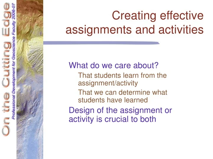 PPT - Creating effective assignments and activities PowerPoint ...