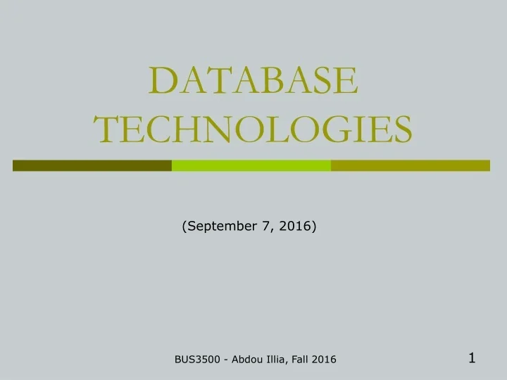 PPT - DATABASE TECHNOLOGIES PowerPoint Presentation, free download - ID ...