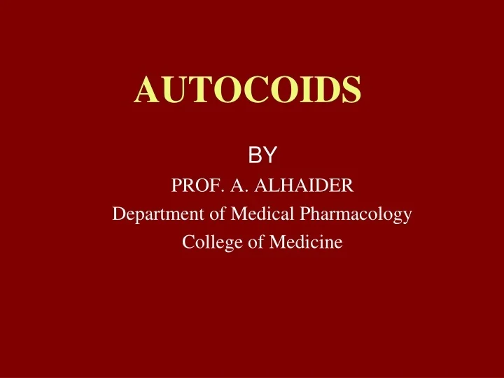 PPT - AUTOCOIDS PowerPoint Presentation, free download - ID:9368531