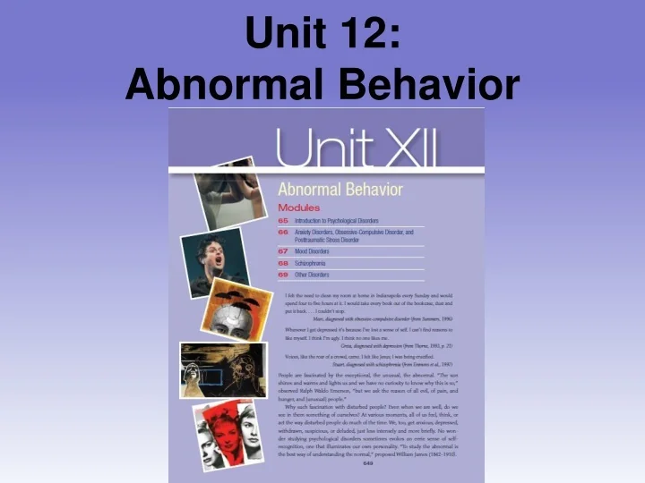 PPT - Unit 12: Abnormal Behavior PowerPoint Presentation, free download - ID:9369110