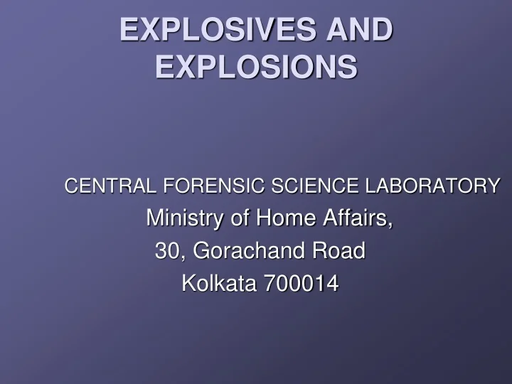 PPT - EXPLOSIVES AND EXPLOSIONS PowerPoint Presentation, free download ...