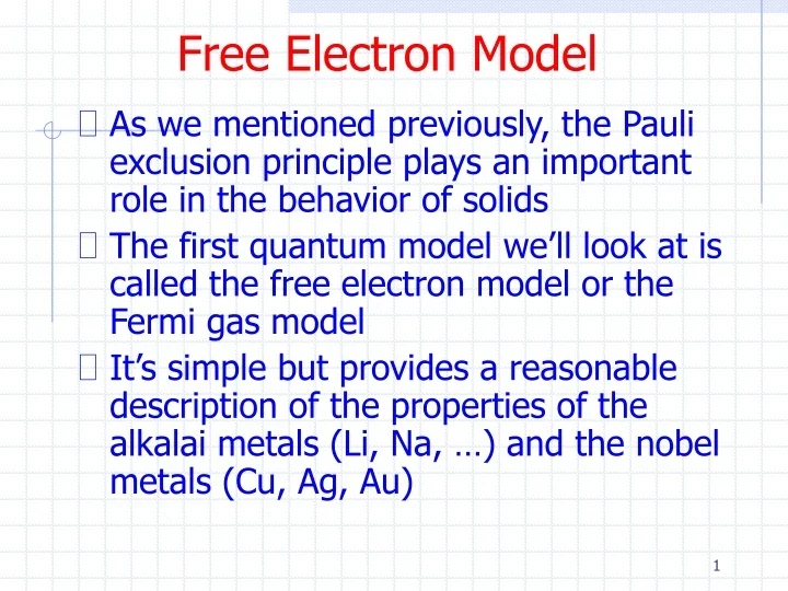 PPT - Free Electron Model PowerPoint Presentation, free download - ID ...