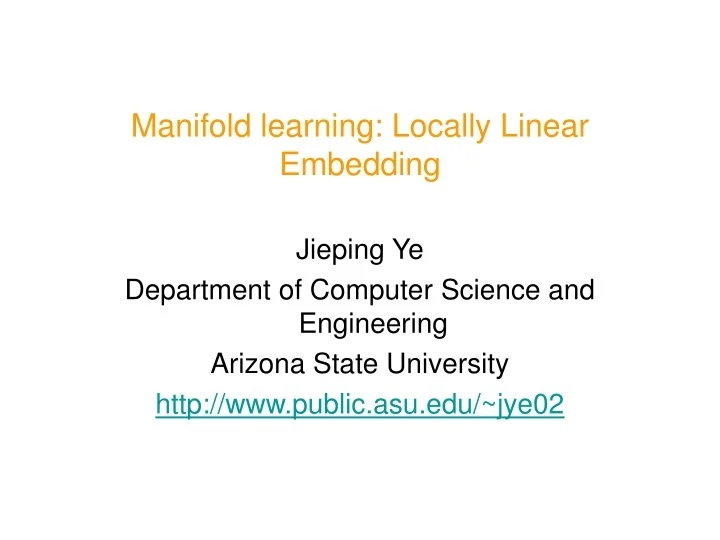 Ppt Manifold Learning Locally Linear Embedding Powerpoint