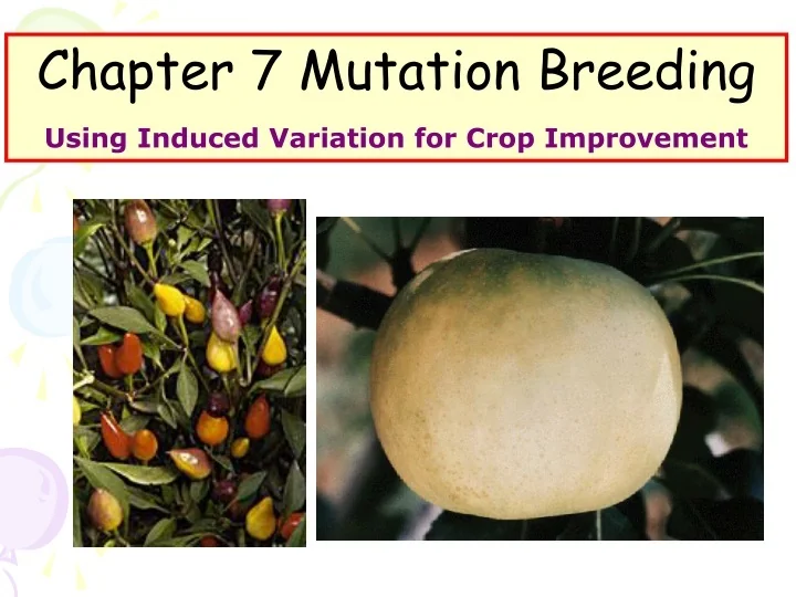 PPT - Chapter 7 Mutation Breeding Using Induced Variation for Crop ...