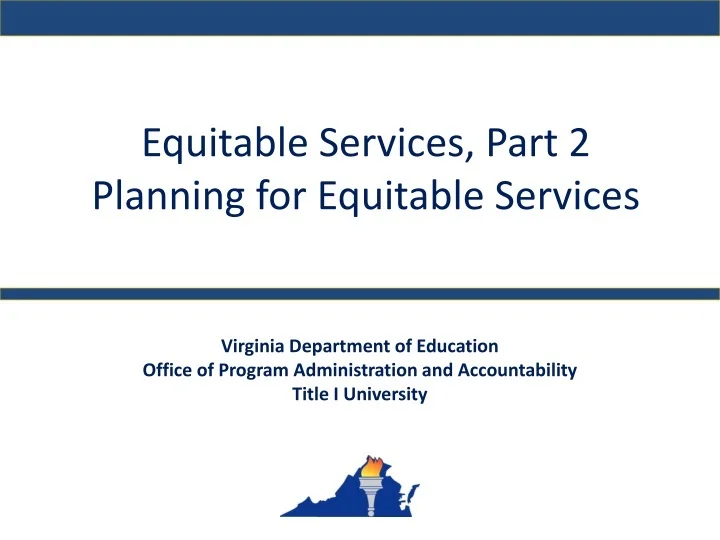 PPT - Equitable Services, Part 2 Planning for Equitable Services ...