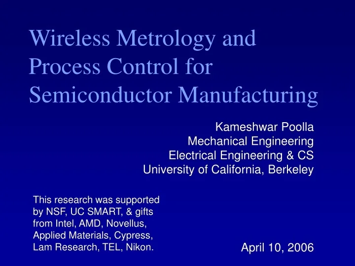 PPT - Wireless Metrology and Process Control for Semiconductor ...