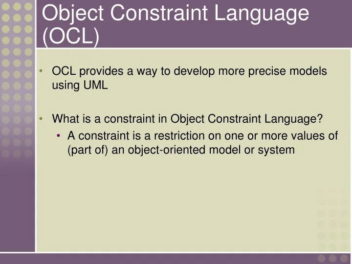 Ppt Object Constraint Language Ocl Powerpoint Presentation Free 1754