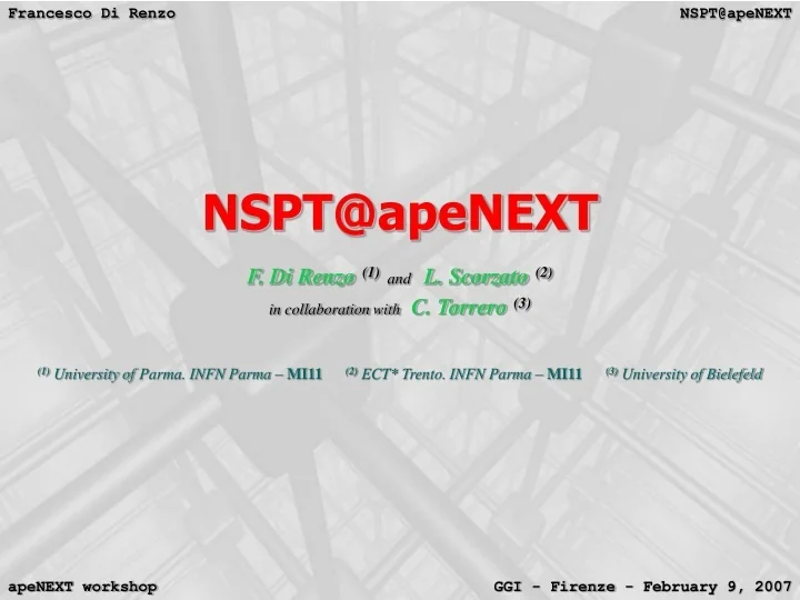 PPT - NSPT@apeNEXT PowerPoint Presentation, free download - ID:9379372