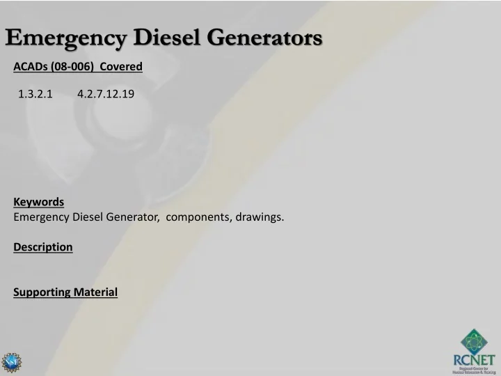 PPT - ACADs (08-006) Covered Keywords Emergency Diesel Generator ...