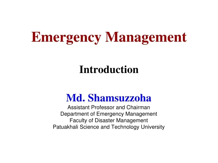 PPT - Emergency Management Introduction PowerPoint Presentation, free ...