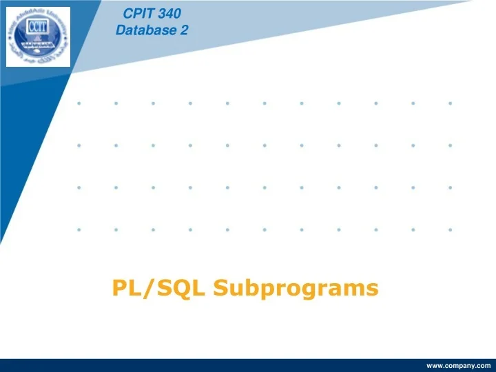 PPT - PL/SQL Subprograms PowerPoint Presentation, free download - ID ...
