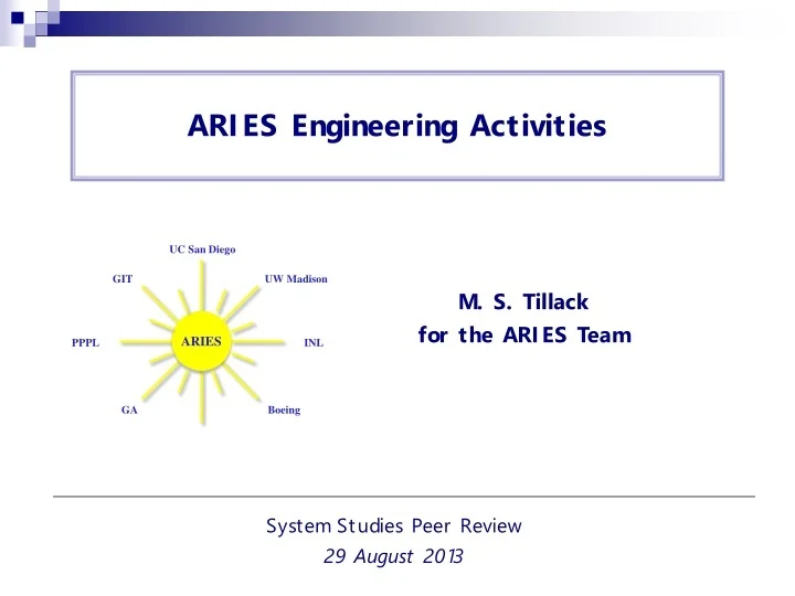 PPT - ARIES Engineering Activities PowerPoint Presentation, free download - ID:9384860