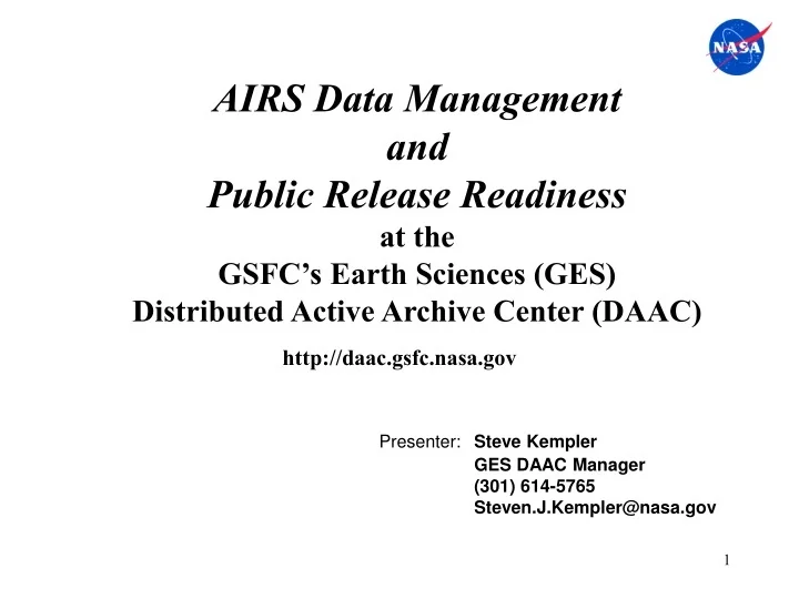 PPT - daac.gsfc.nasa PowerPoint Presentation, free download - ID:9389874