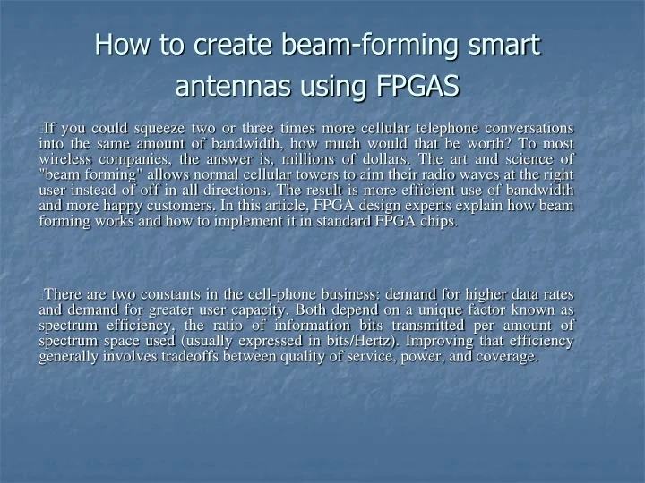 PPT - How to create beam-forming smart antennas using FPGAS PowerPoint ...