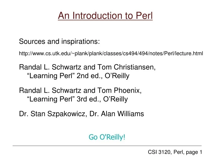 PPT - An Introduction to Perl PowerPoint Presentation, free download ...