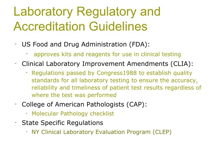 PPT - Laboratory Regulatory and Accreditation Guidelines PowerPoint ...