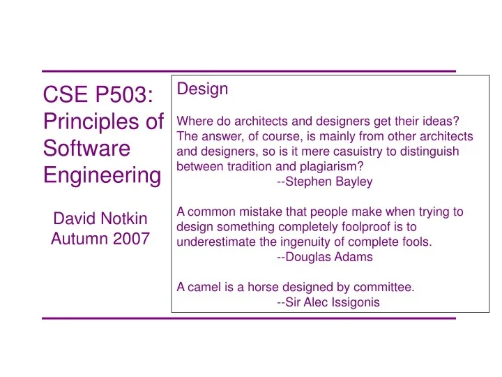 PPT - CSE P503: Principles of Software Engineering PowerPoint ...
