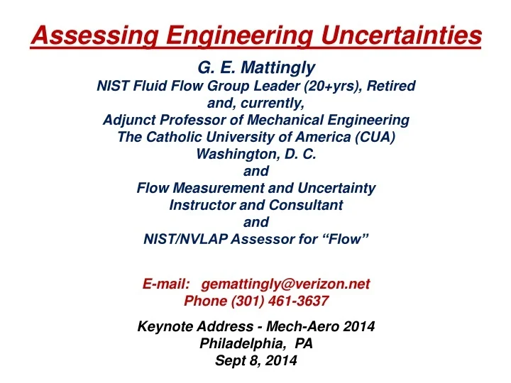 PPT - Assessing Engineering Uncertainties PowerPoint Presentation, free ...
