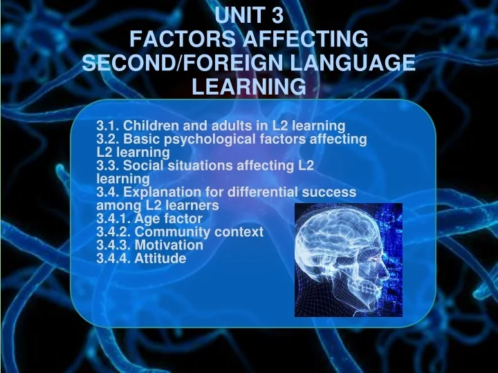 PPT - UNIT 3 FACTORS AFFECTING SECOND/FOREIGN LANGUAGE LEARNING ...