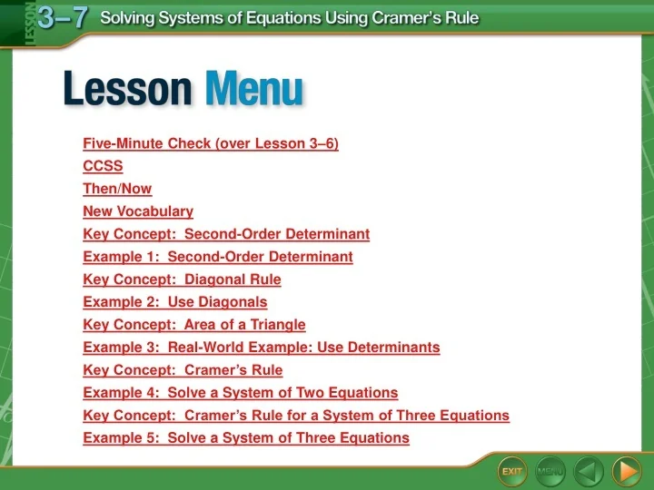 PPT - Lesson Menu PowerPoint Presentation, free download - ID:9398113