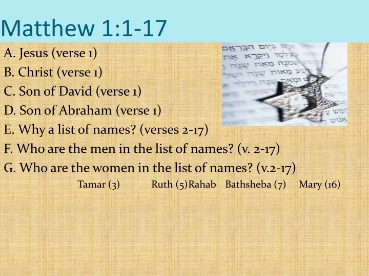 PPT - Matthew 1:1-17 PowerPoint Presentation, free download - ID:9398971