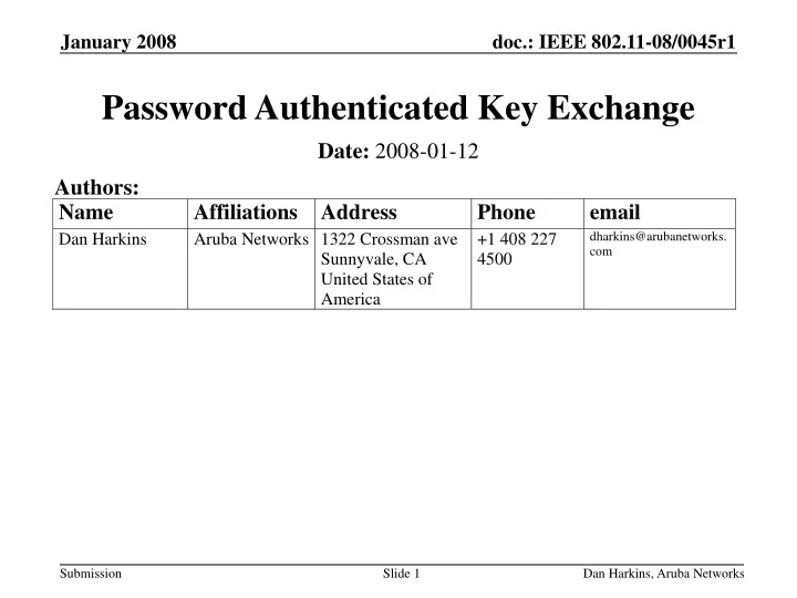 PPT - Password Authenticated Key Exchange PowerPoint Presentation, free ...