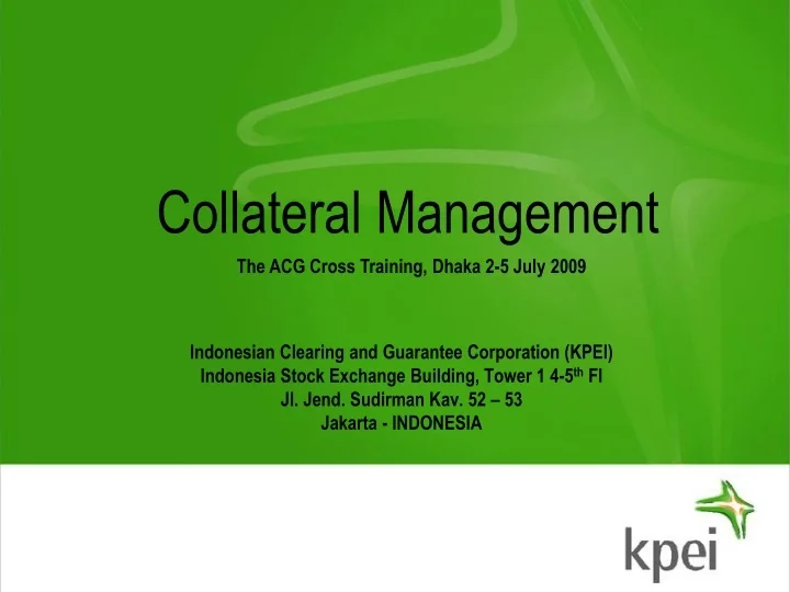 PPT - Collateral Management PowerPoint Presentation, free download - ID:9404694