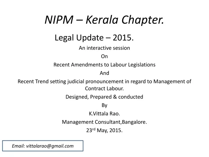 PPT - NIPM – Kerala Chapter. PowerPoint Presentation, free download ...