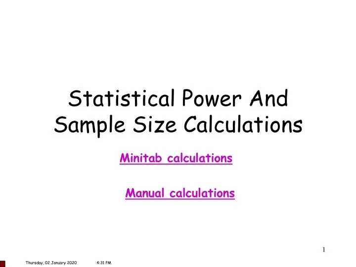 PPT - Statistical Power And Sample Size Calculations PowerPoint ...