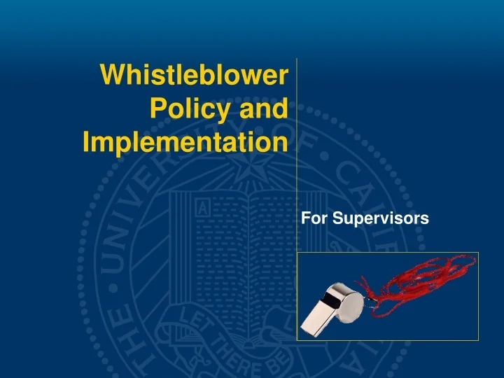 PPT - Whistleblower Policy and Implementation PowerPoint Presentation ...