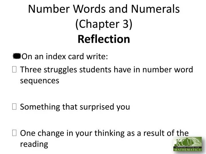 PPT - Number Words and Numerals (Chapter 3) Reflection PowerPoint ...