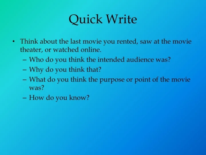 PPT - Quick Write PowerPoint Presentation, free download - ID:9408575